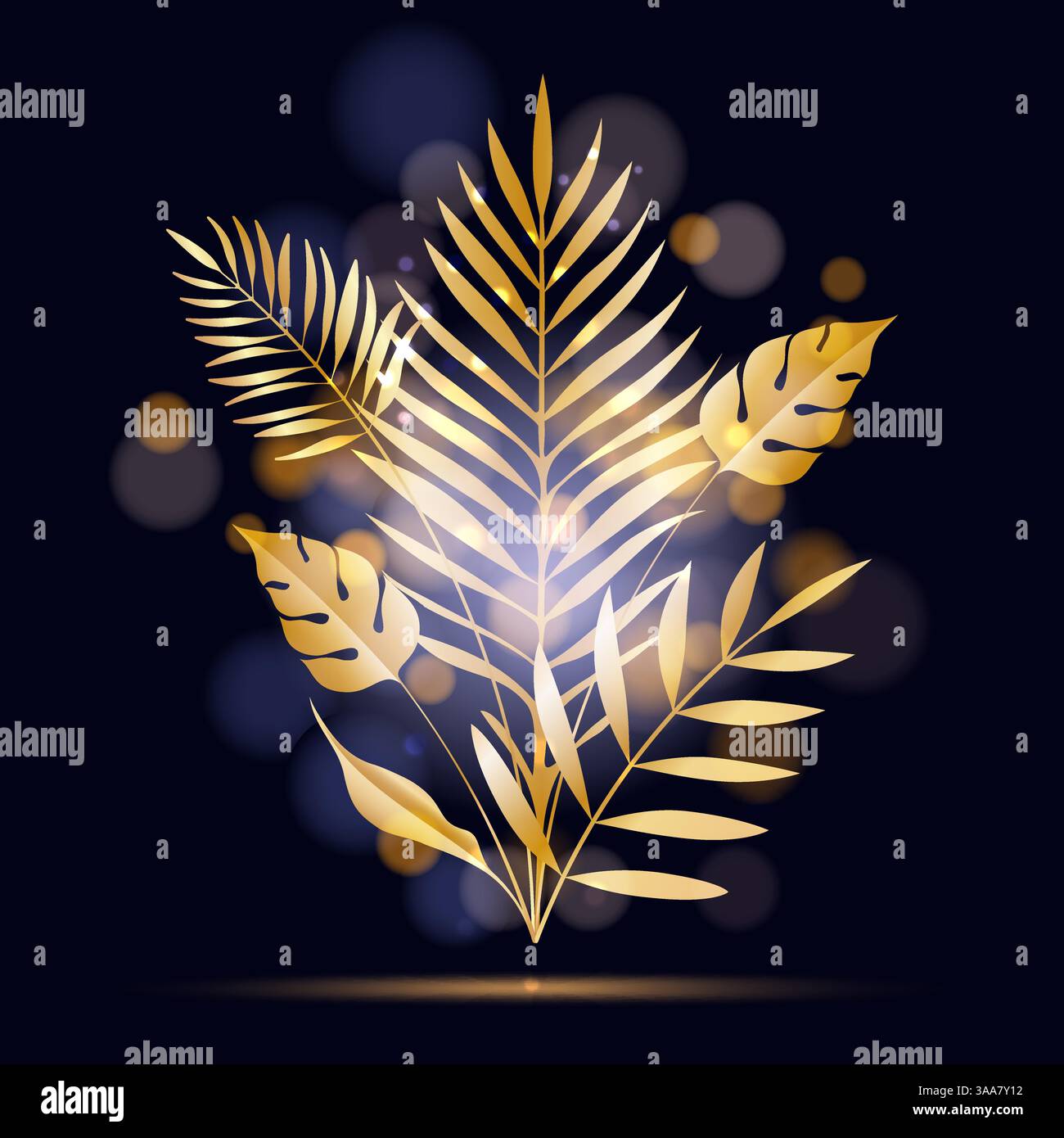 Tropical gold black leaves Stock Vector Images - Alamy
