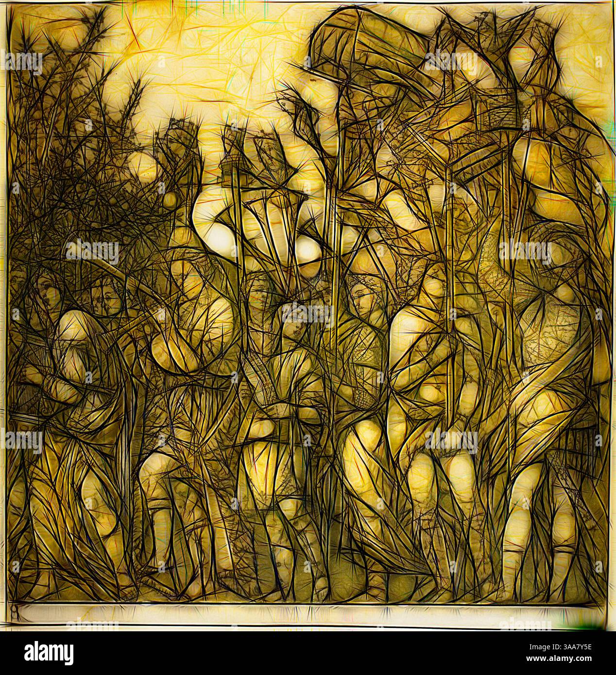 Stylized depiction of figures in intricate poses hi-res stock ...