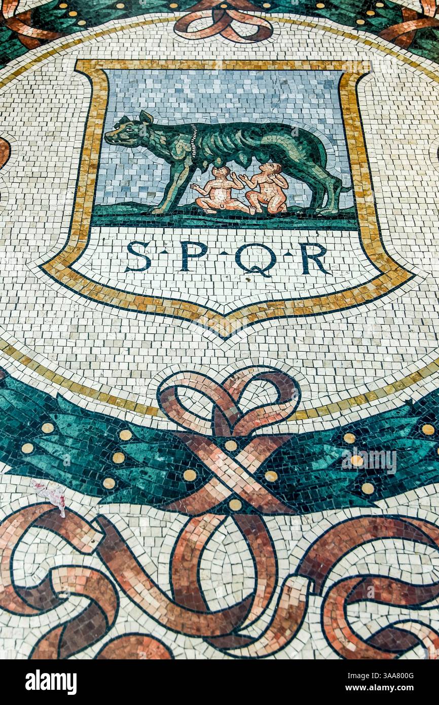 mosaic of the Roman wolf and Romulus and Remus in the city of Milan ...