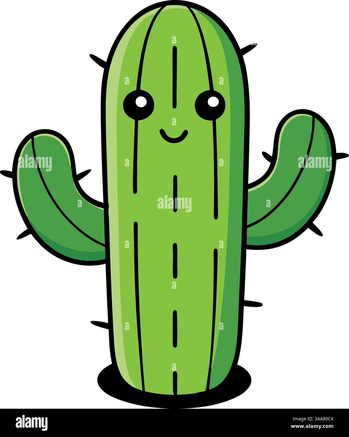 Cute smiling cartoon cactus illustration Stock Vector Image & Art - Alamy