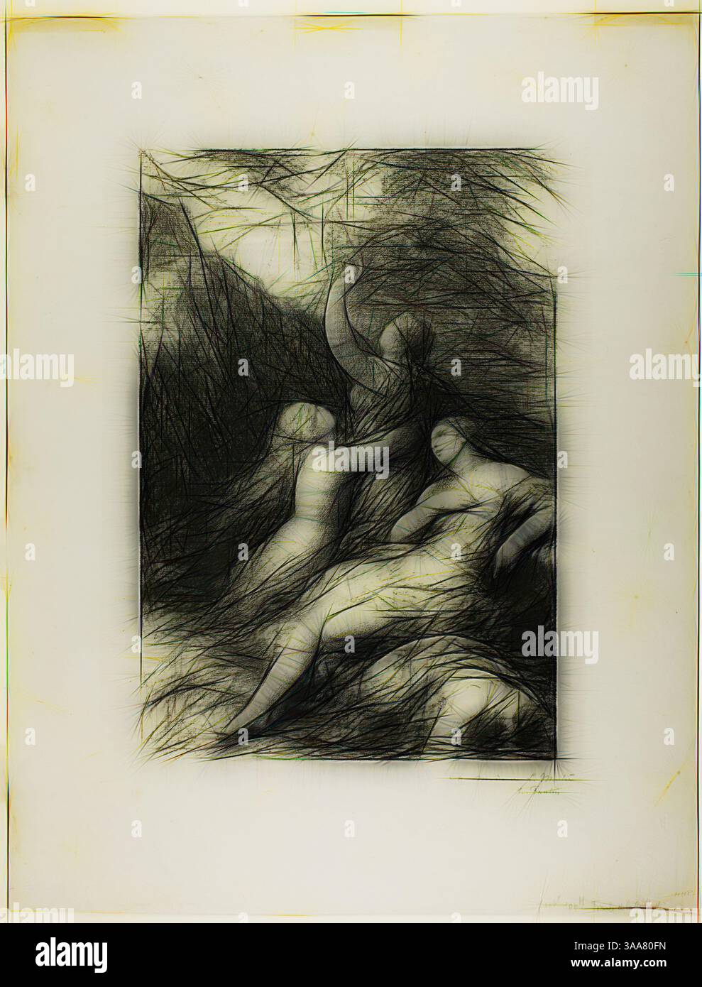 Serene scene depicts ethereal figures intertwined hi-res stock ...