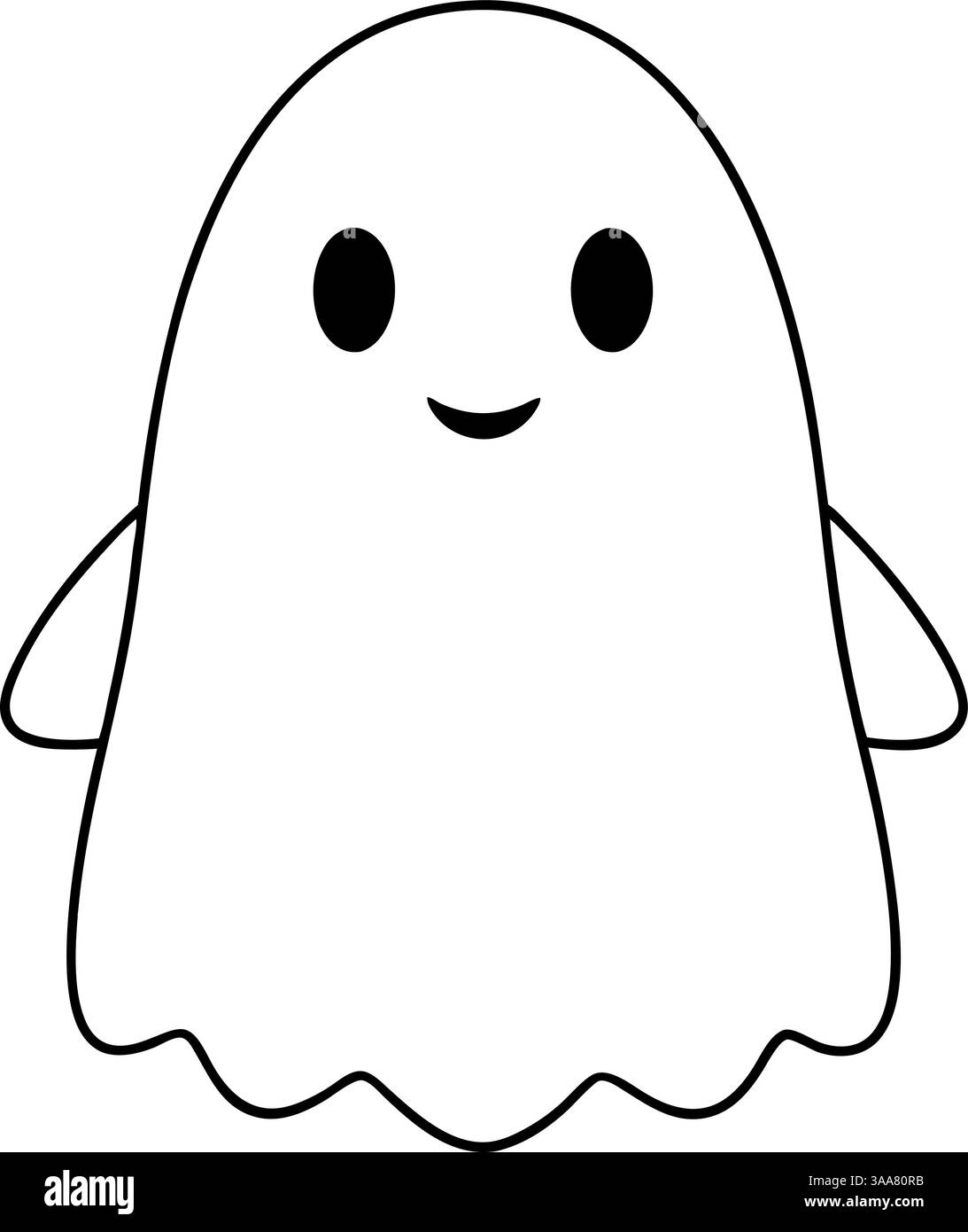 Cute smiling ghost cartoon illustration Stock Vector Image & Art - Alamy