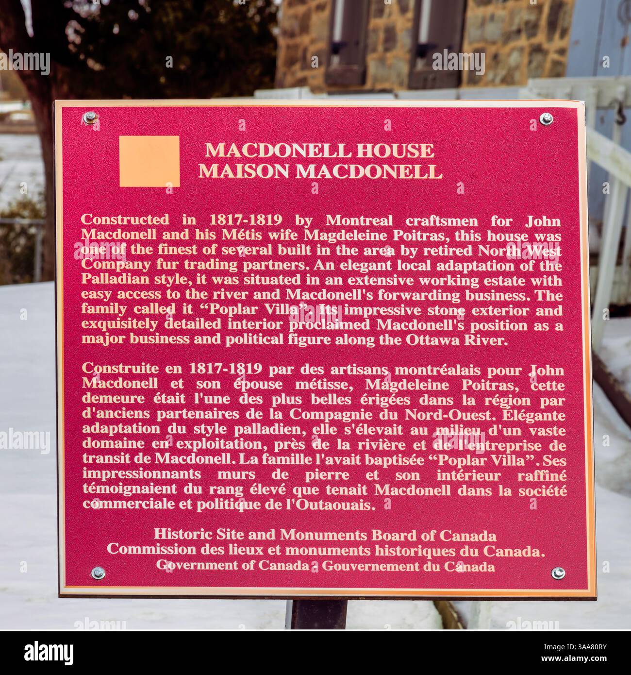 Macdonell house historic site house and plaques hi-res stock ...