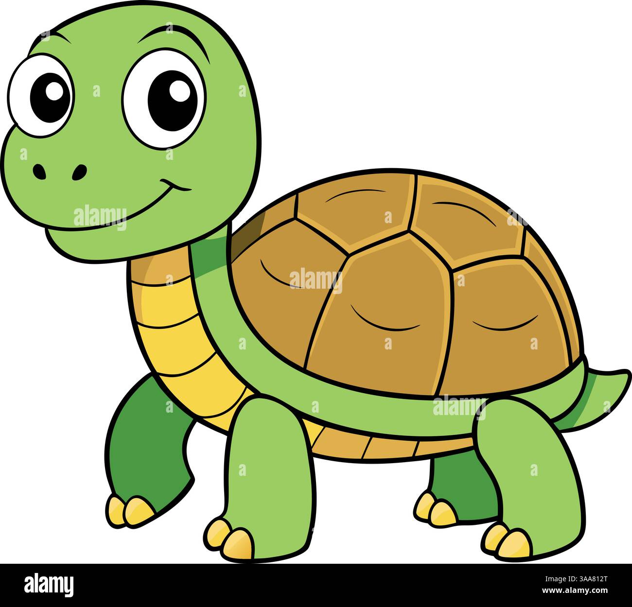Happy green turtle cartoon illustration Stock Vector Image & Art - Alamy