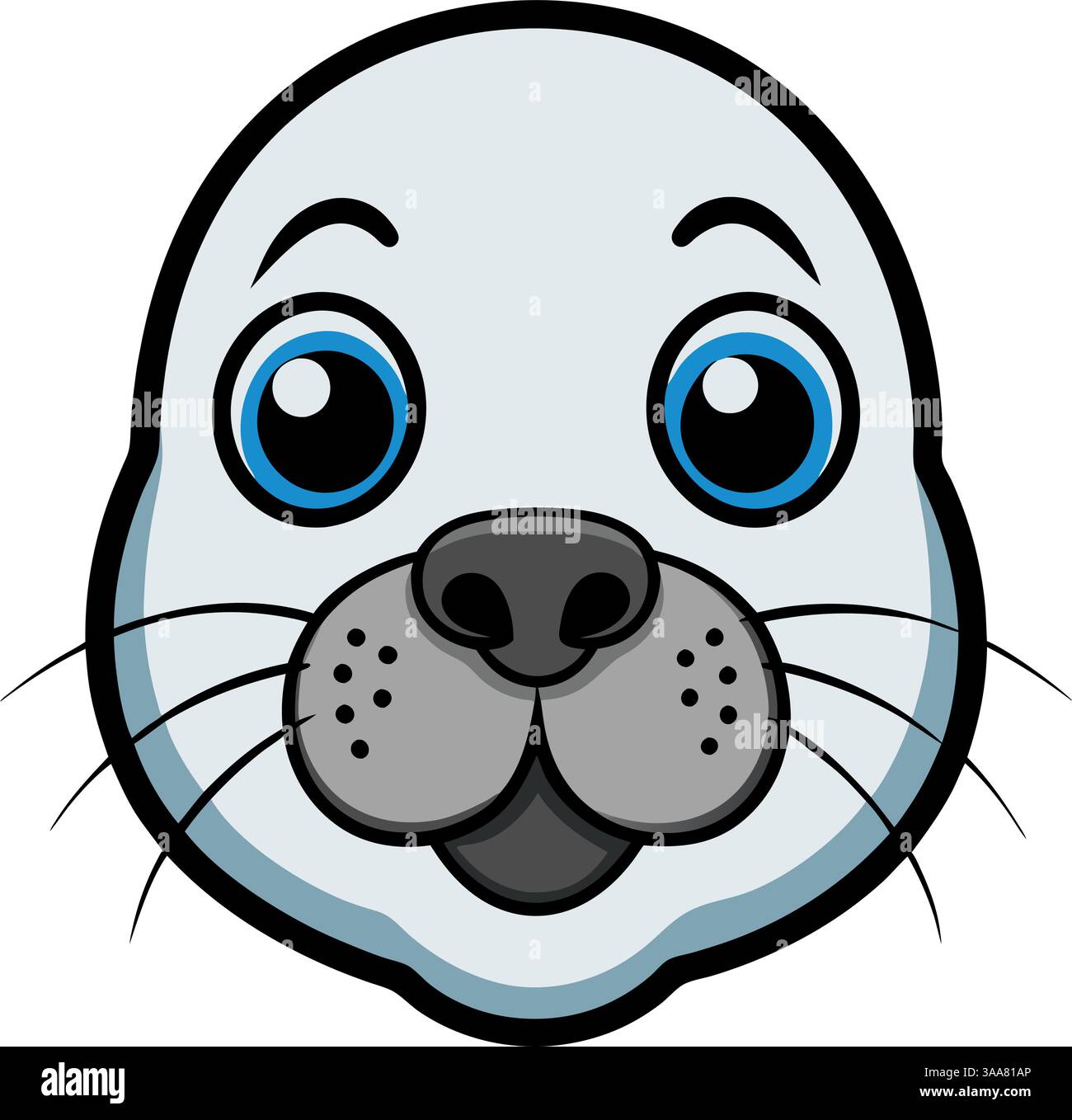 Cartoon seal face with big blue eyes Stock Vector Image & Art - Alamy