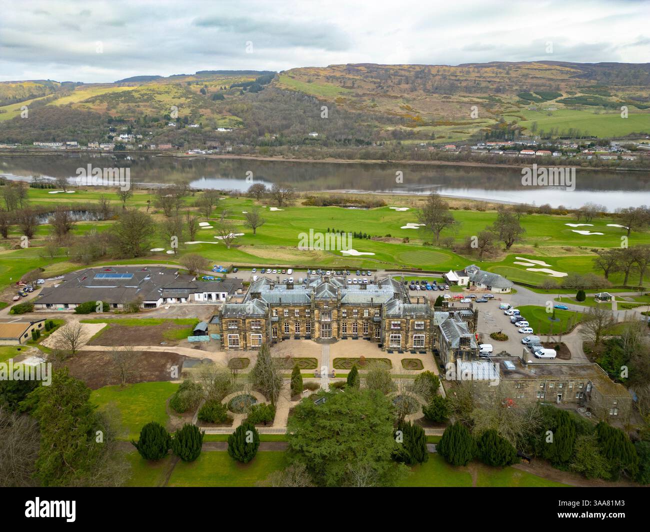 Aerial view of Marr Hall Golf & Spa Resort beside River Clyde at ...