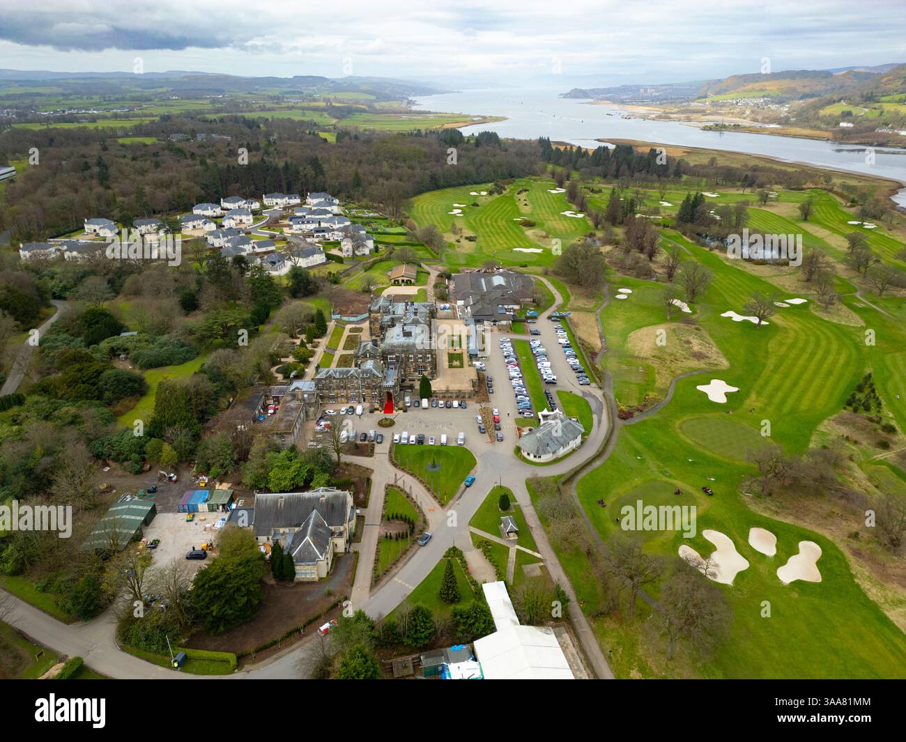 Aerial view of golf course at Marr Hall Golf & Spa Resort beside River ...
