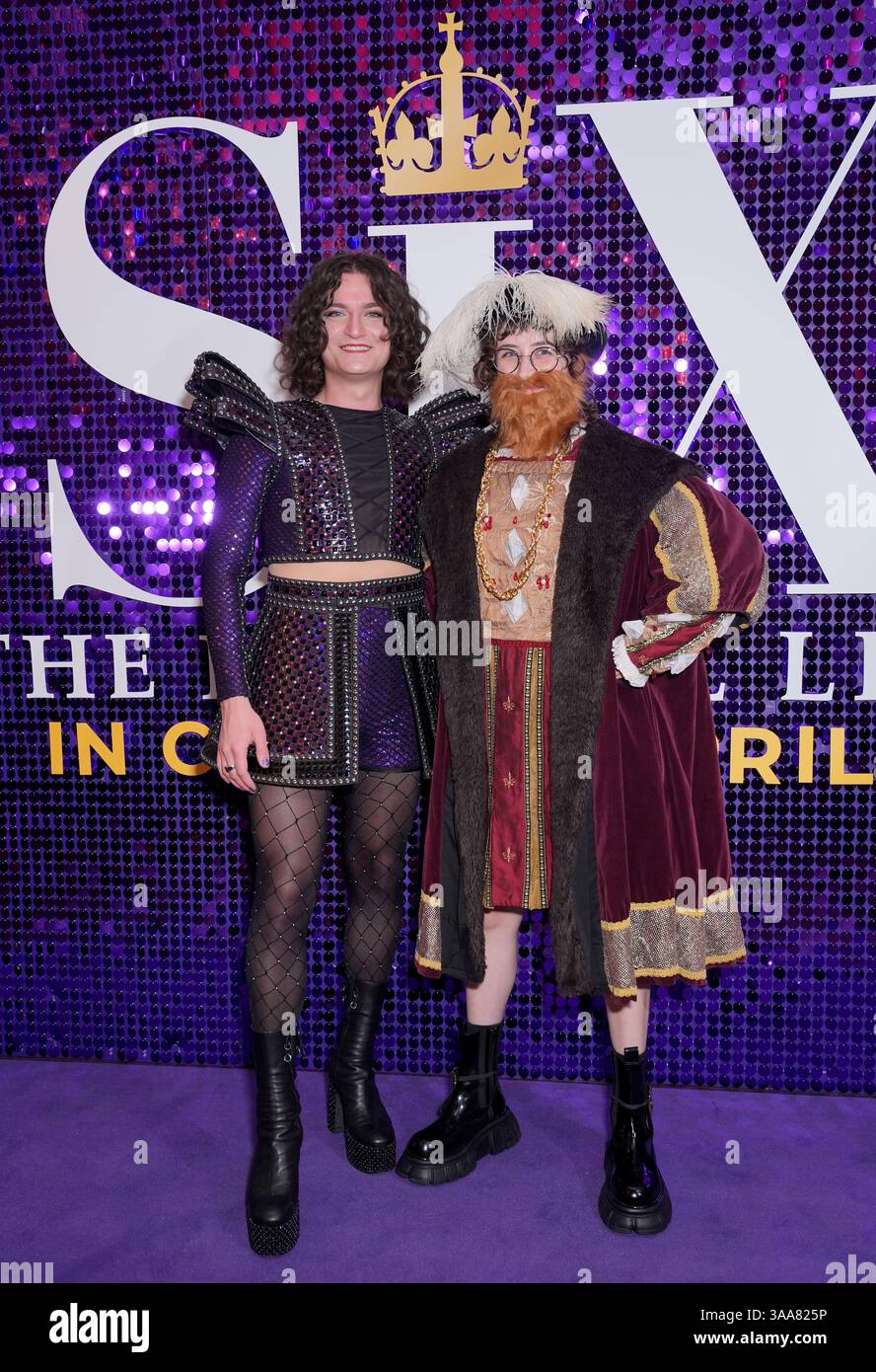 Writers Toby Marlow (left) and Lucy Moss attends the premiere of Six ...