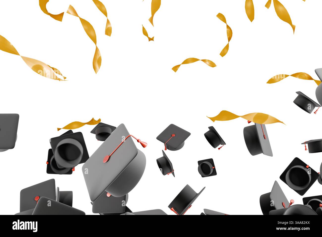 Flying graduation caps with confetti school hi-res stock photography ...