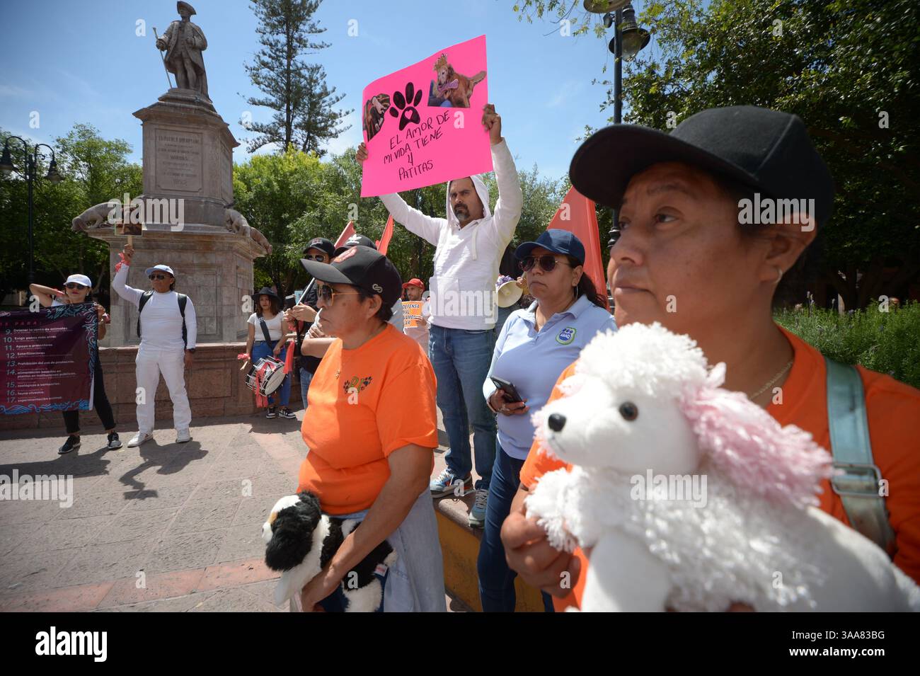 People from various civil associations that support animals, join the ...