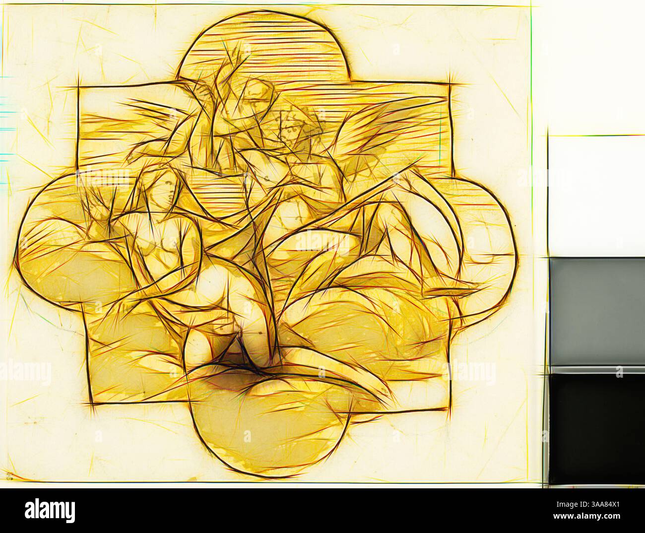 Stylized representation of celestial figures intertwined hi-res stock ...