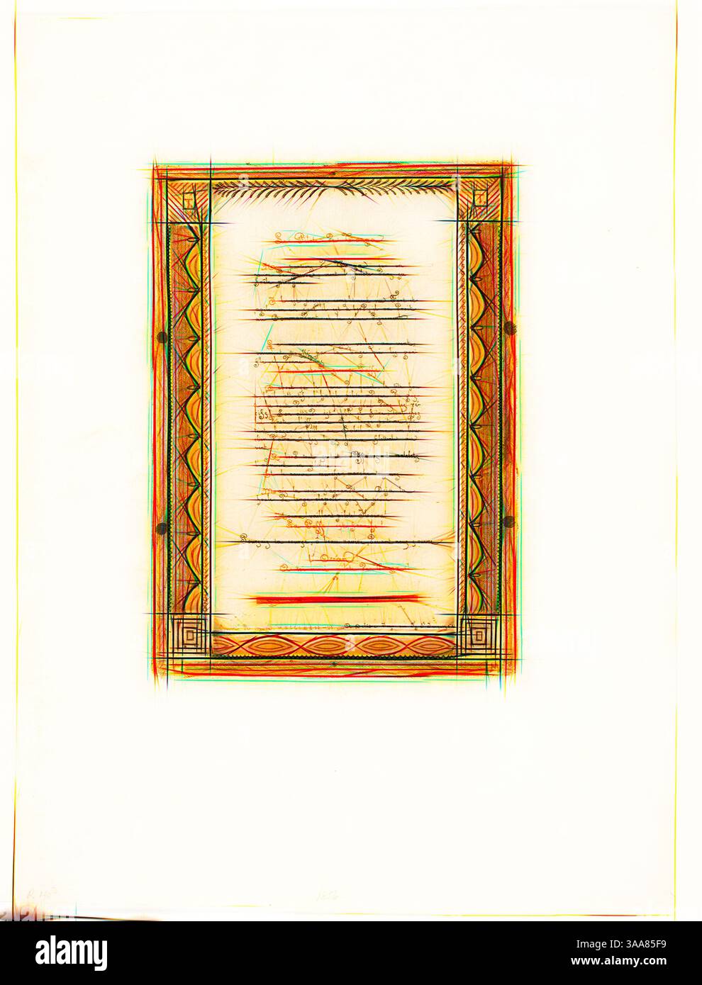 An ornate document features intricate borders and stylized lettering ...