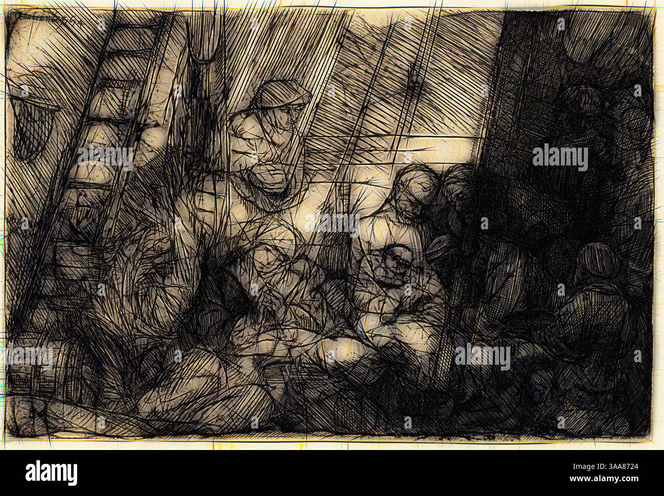 Group of figures huddles together hi-res stock photography and images ...