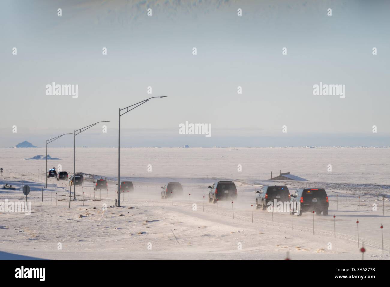 Pituffik, Greenland. 28 March, 2025. The motorcade carrying U.S Vice ...