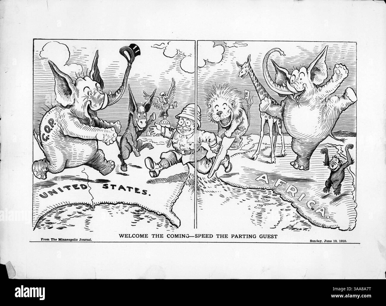 This political cartoon, depicting President Theodore Roosevelt’s return ...