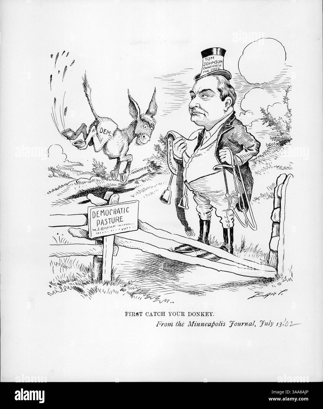 Stands in the democratic pasture holding a saddle labeled hi-res stock ...