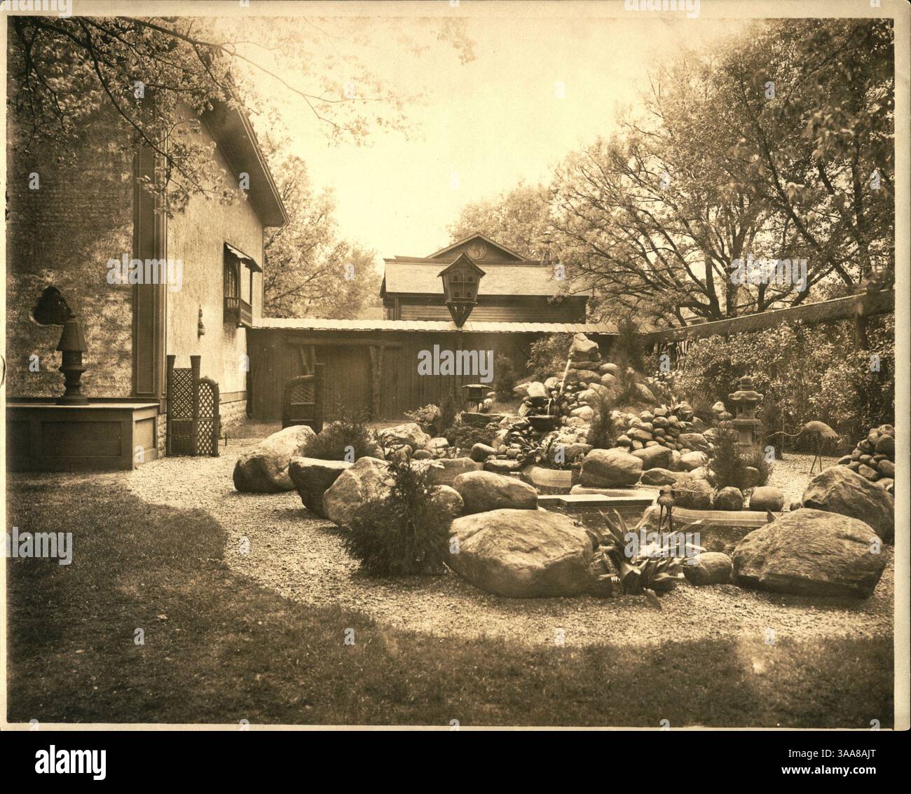 The gardens at John Bradstreet’s Craft House are depicted, showcasing ...