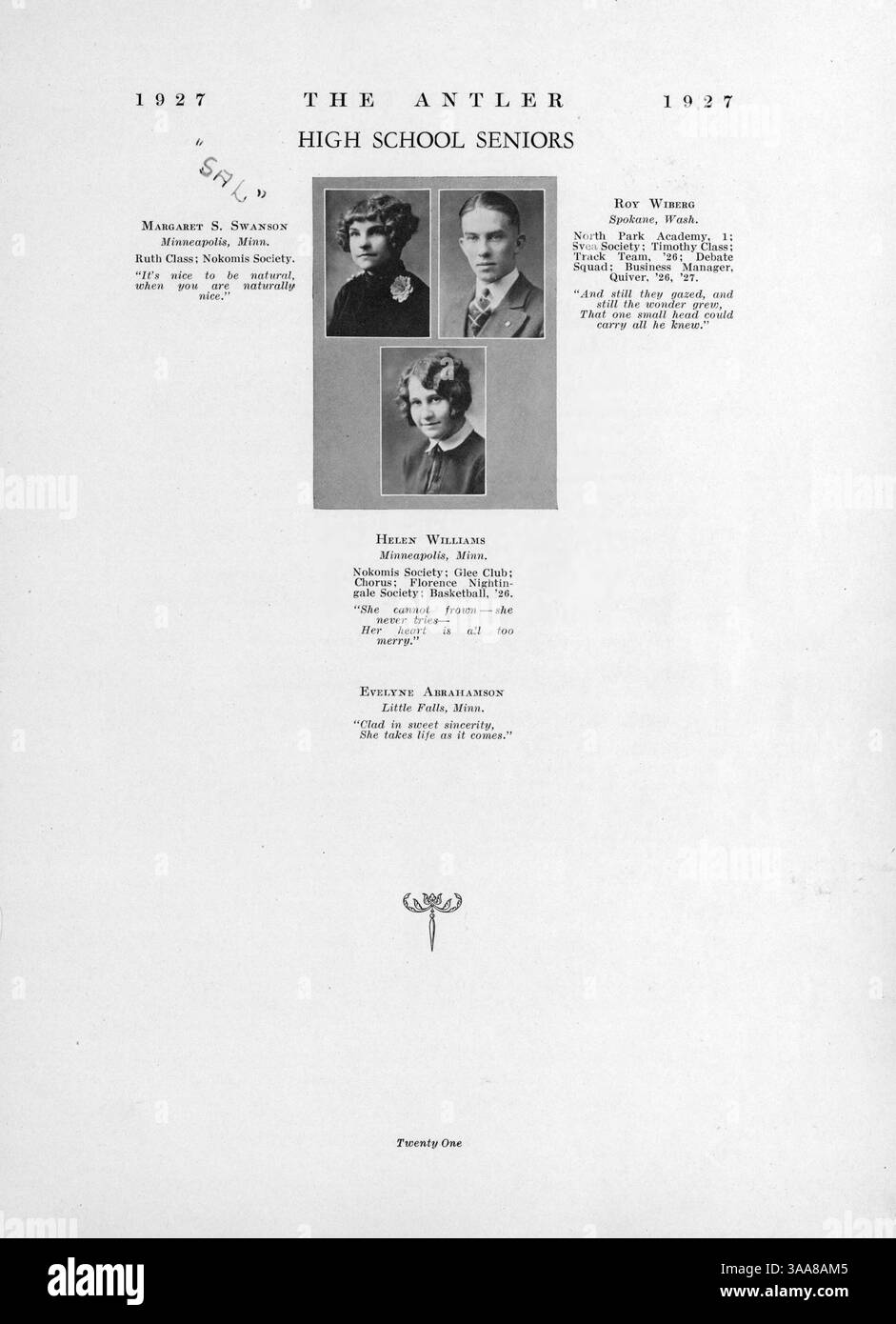 The 1927 Antler Yearbook from Minnehaha Academy captures the highlights ...