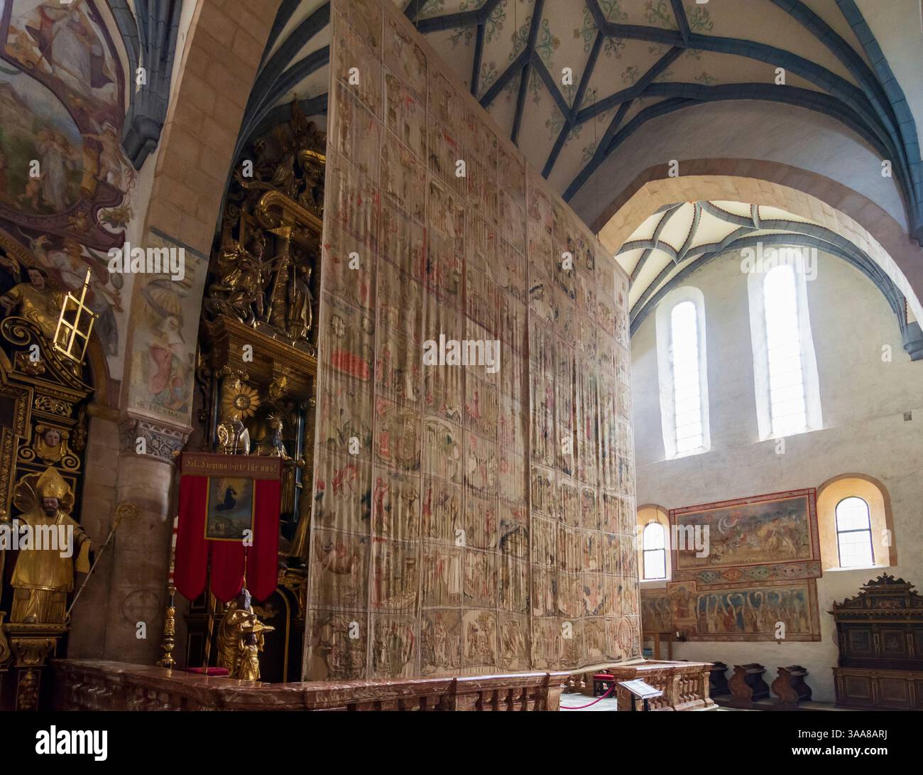 Gurk: Gurk Cathedral, interior, Lenten veil, altar in Mittelkärnten ...