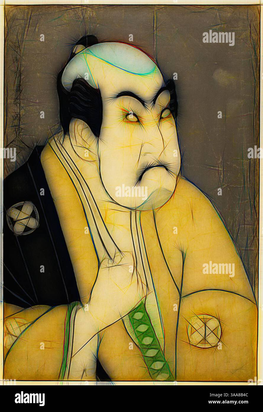 An intense portrait of a samurai, showcasing a stern expression and ...