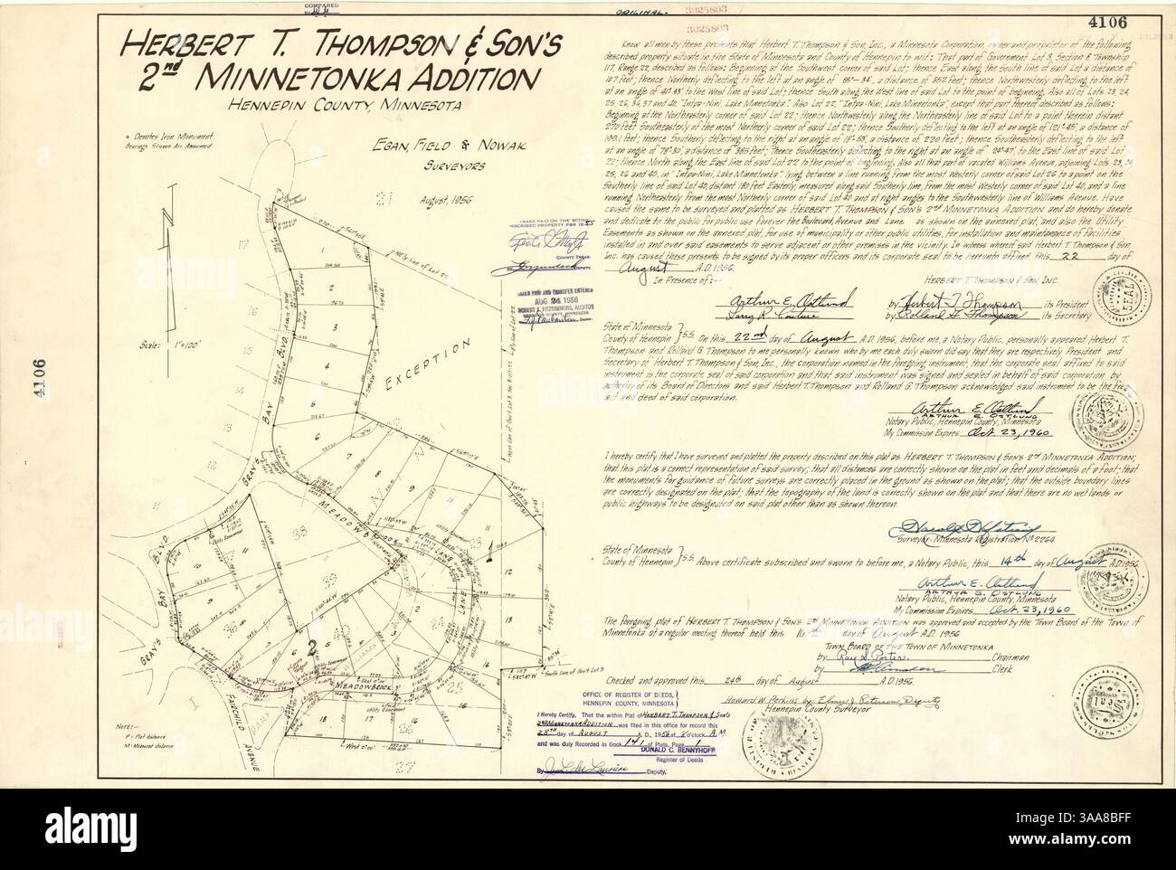 This is an assessment or plat map for Herbert T. Thompson & Son's 2nd ...
