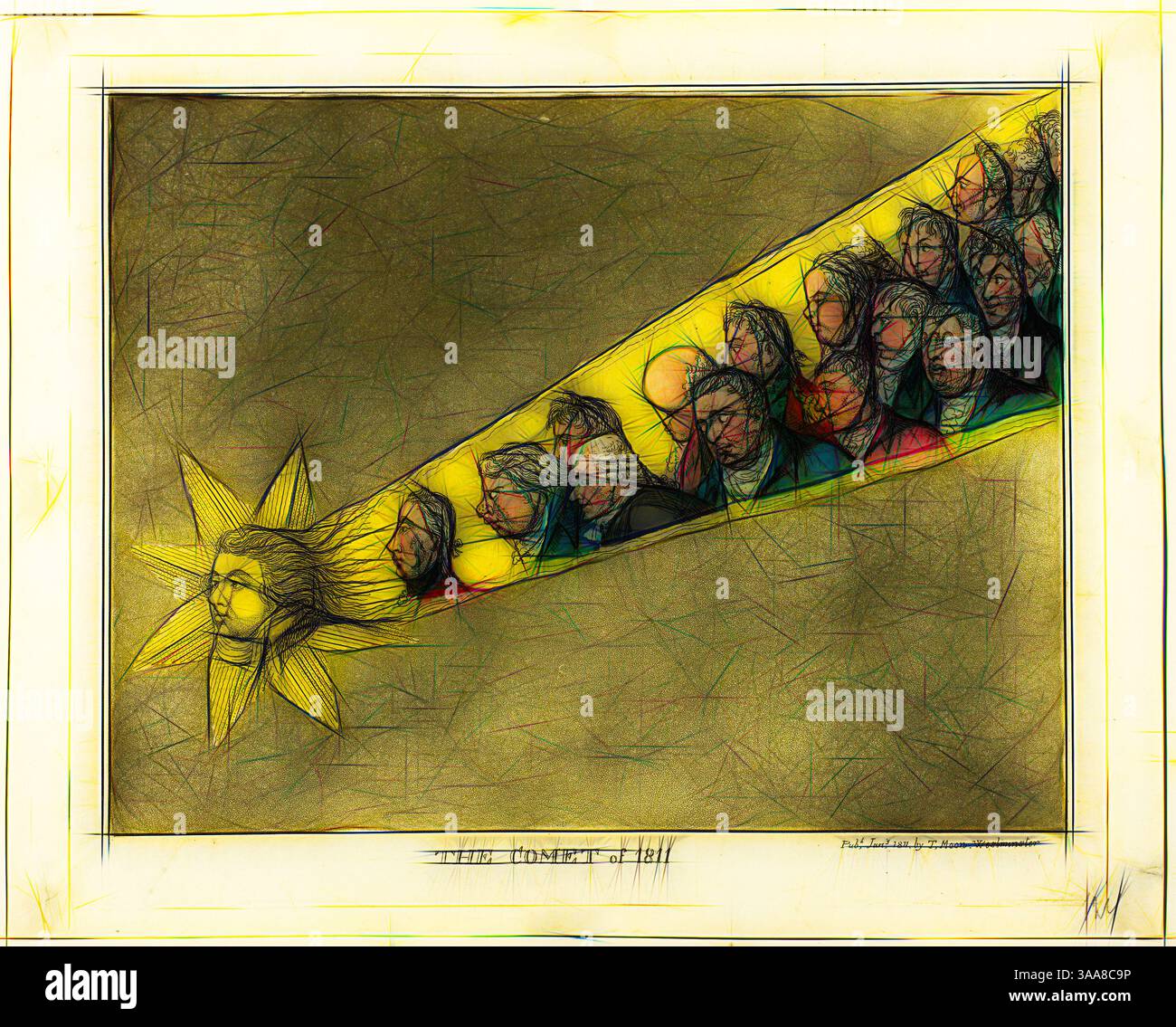 A striking composition featuring a radiant figure with flowing hair at ...