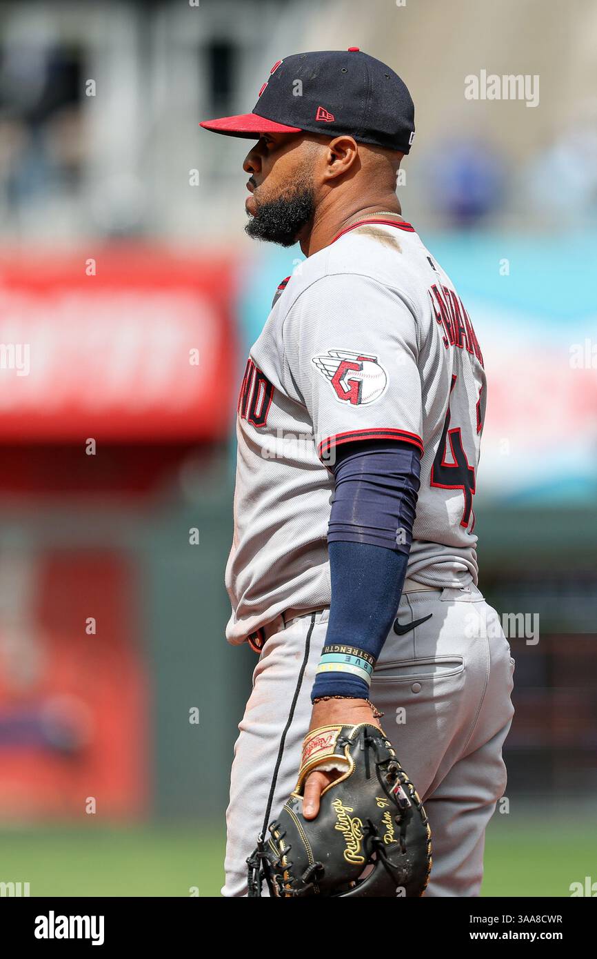 Kansas City, MO, USA. 30th Mar, 2025. Cleveland Guardians first baseman ...