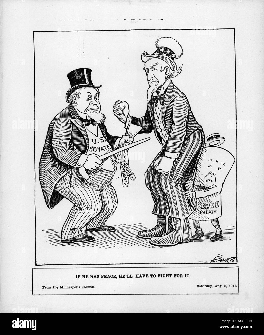 This cartoon depicts uncle sam confronting a man labeled hi-res stock ...
