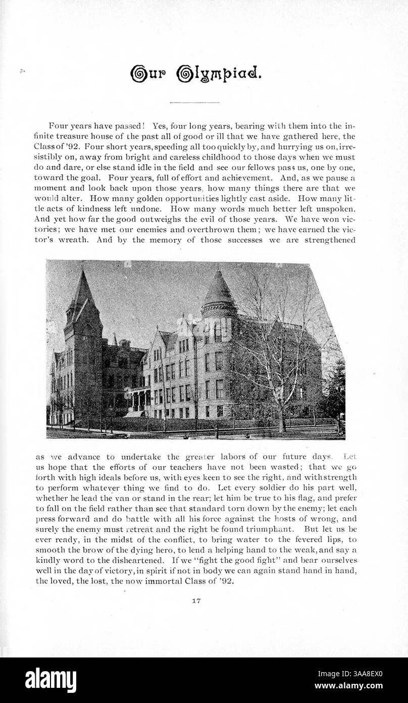 The 1892 central high school annual documents the students hi-res stock ...