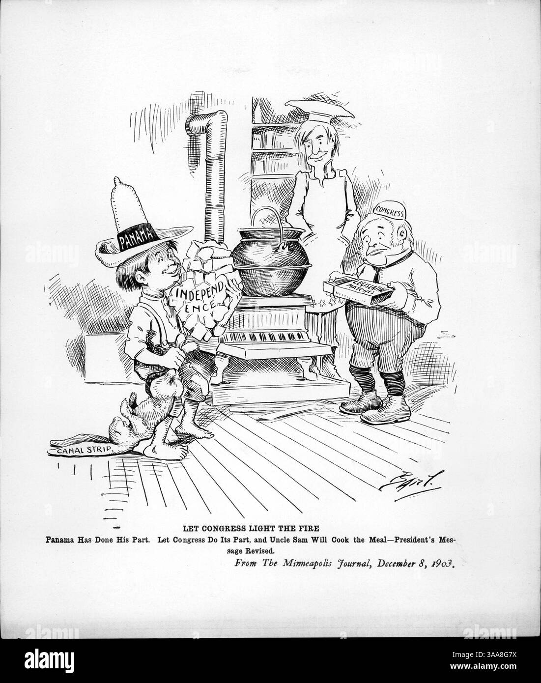 A political cartoon from hennepin county library depicts panama hi-res ...