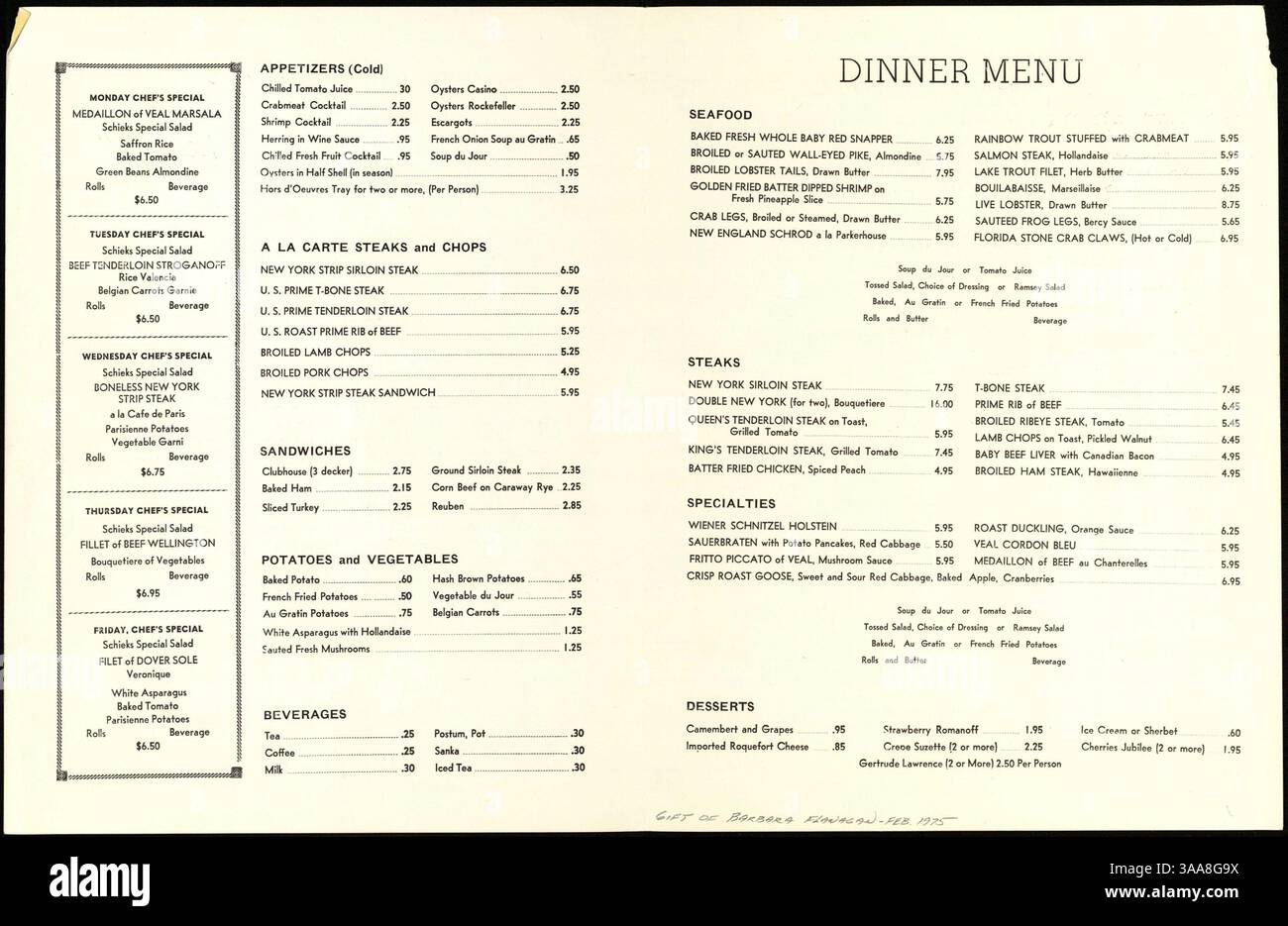 The Schiek's Cafe menu features a wide selection of food, including ...