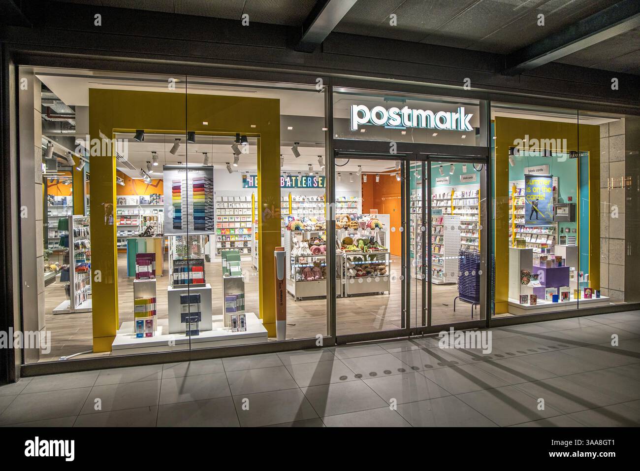 London, UK- August 6, 2023: Postmark Greetings card shop in Battersea ...