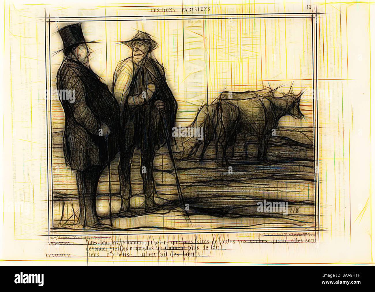 Two men in formal attire converse in a rural setting, while a pair of ...