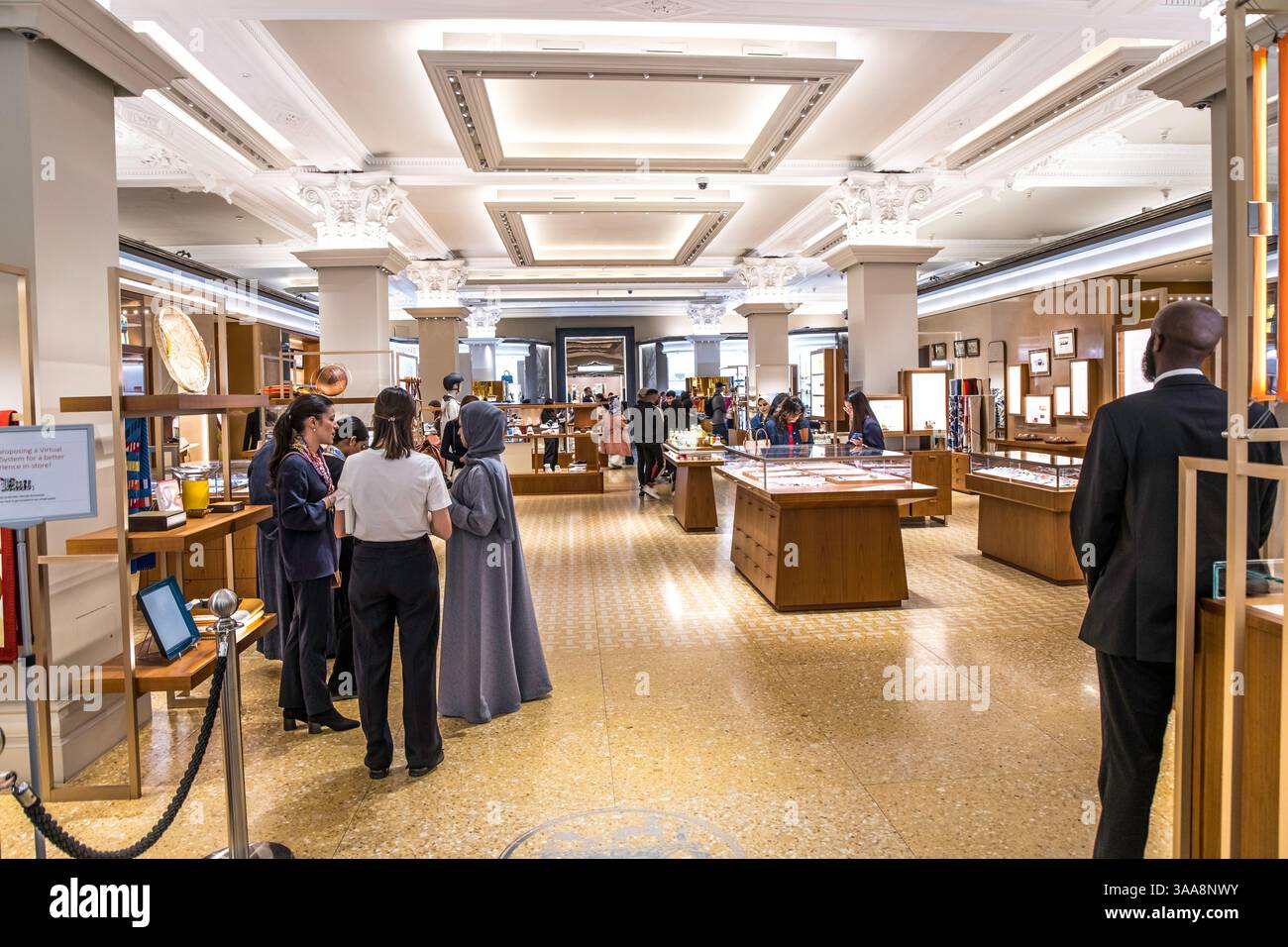 London, UK- August 6, 2023: Harrods interior and customers shopping ...