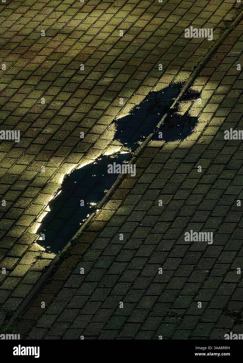 Reflections in the Night – Puddle on Pavement Stock Photo - Alamy