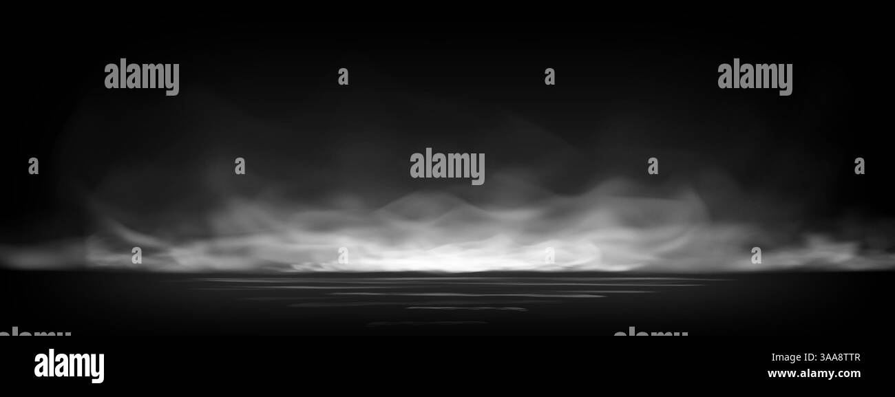 Realistic 3D vector of fog, smoke or white smog cloud on floor. Morning ...