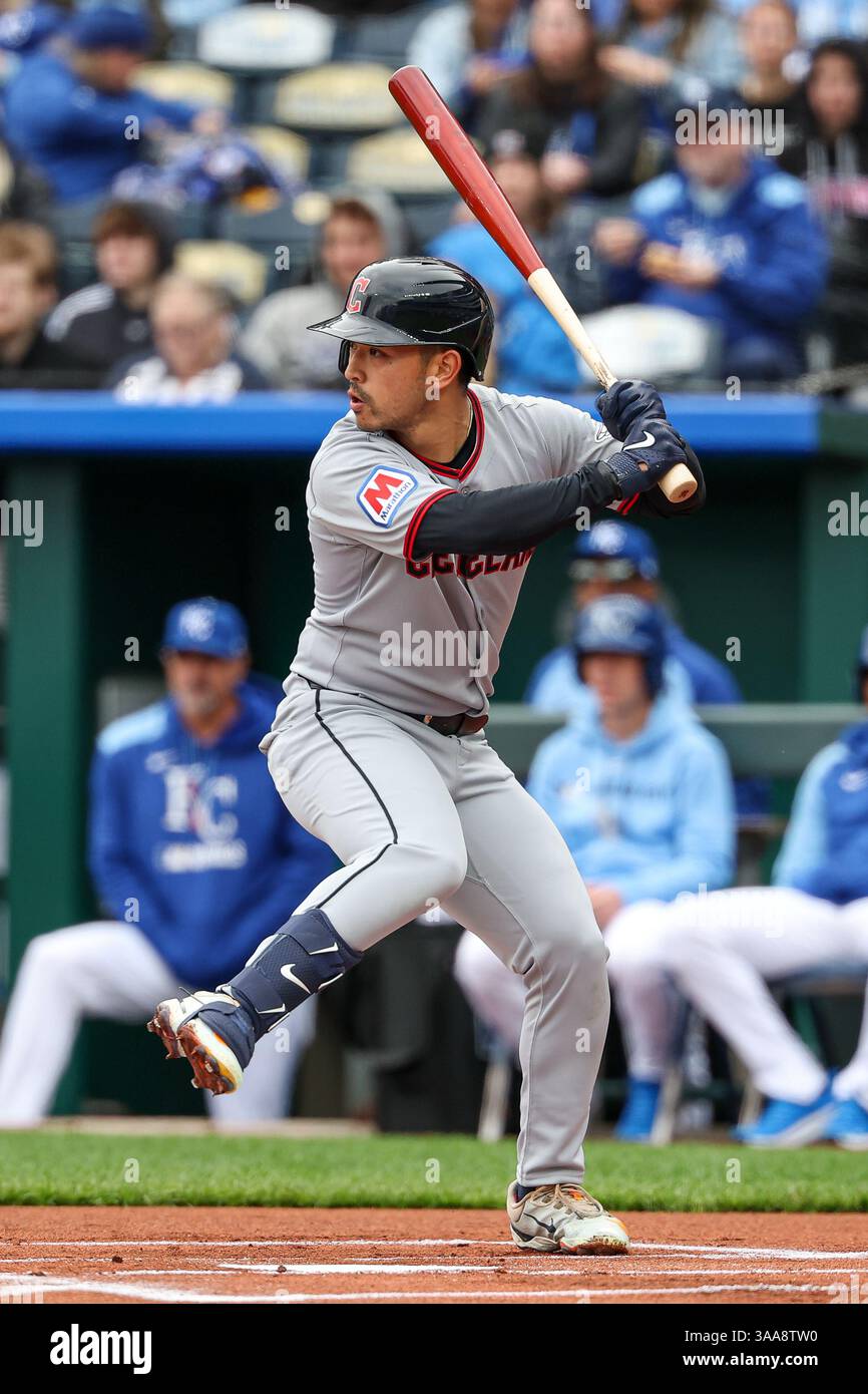 March 30, 2025: Cleveland Guardians left fielder Steven Kwan (38) bats ...