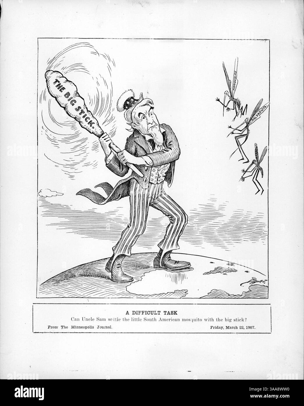 A political cartoon from the Hennepin County Library depicts Uncle Sam ...
