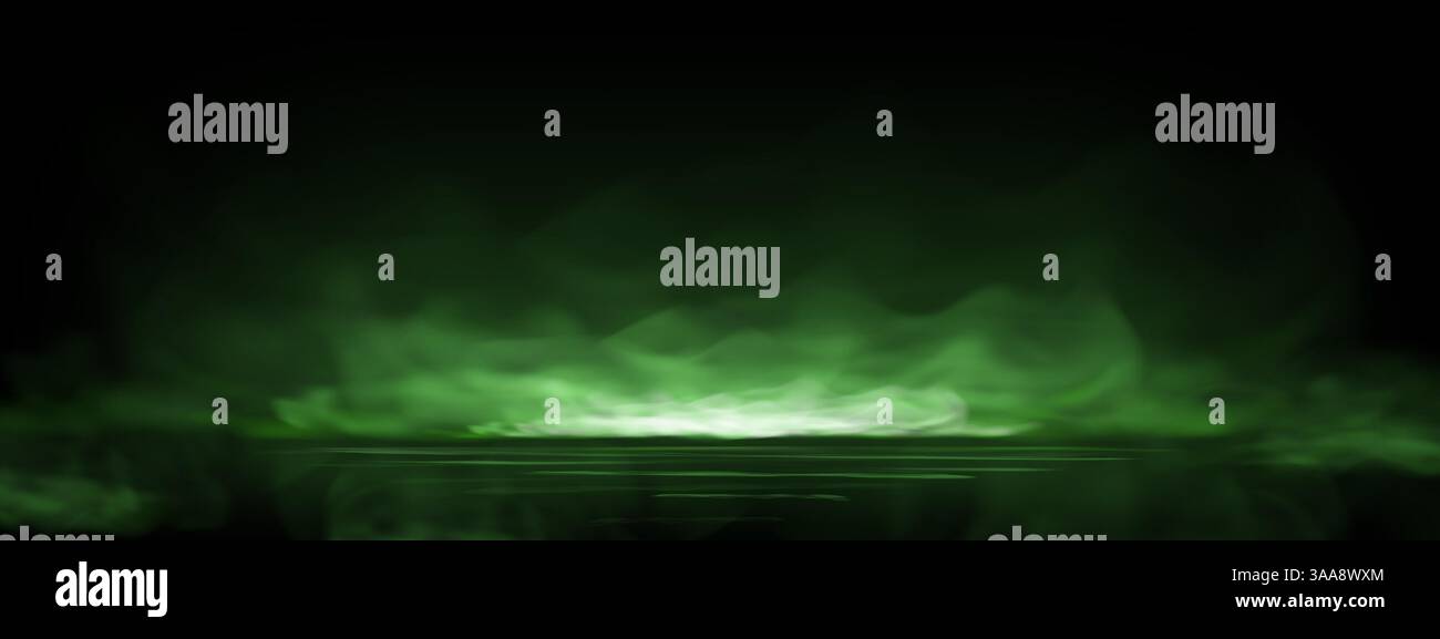 Realistic green toxic smoke cloud with overlay effect on transparent ...