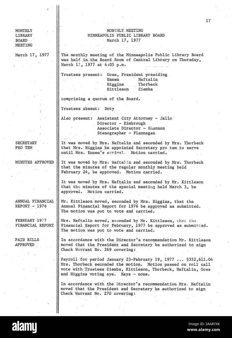 These meeting minutes from the Minneapolis Public Library Board of ...