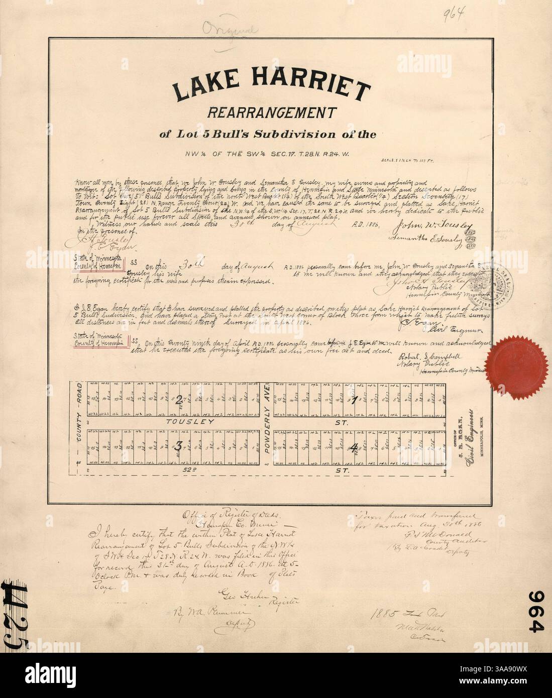 The map illustrates the rearrangement of Lot 5 in Bull's Subdivision ...