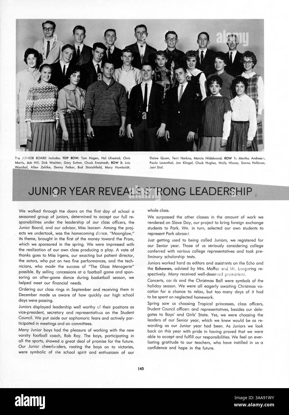 The 1961 'Echowan' yearbook from St. Louis Park High School records key ...