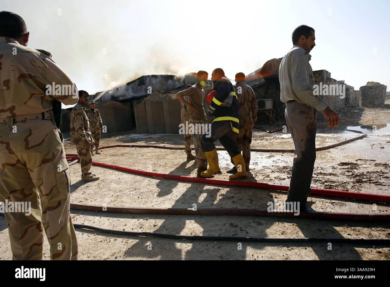 Nov 24, 2006; Rawah, IRAQ; Iraqi firefighters from Rawah, Iraq, a city ...