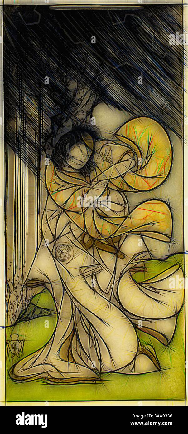 A dynamic and abstract representation of intertwined figures ...