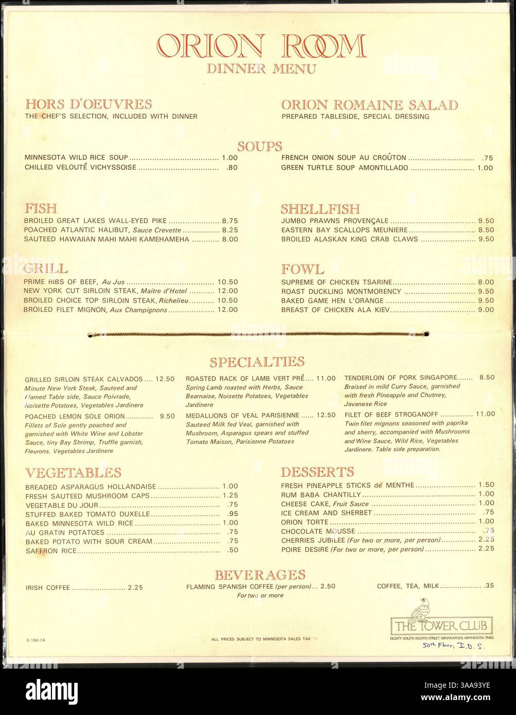 The Orion Room Dinner Menu provides a wide array of dining options ...