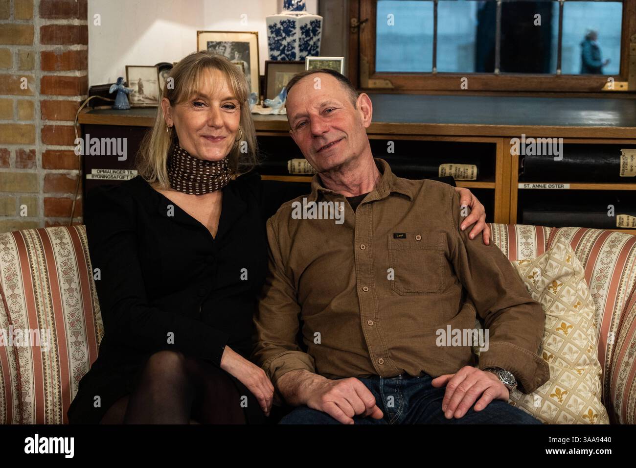 Anette Stovelbaek L and Jan Linnebjerg R pose for a photo, during a ...