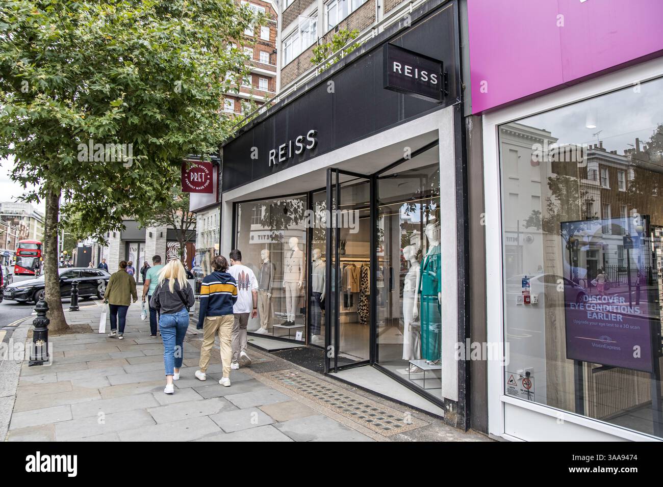 London, UK- August 6, 2023: Reiss British fashion retail store entrance ...