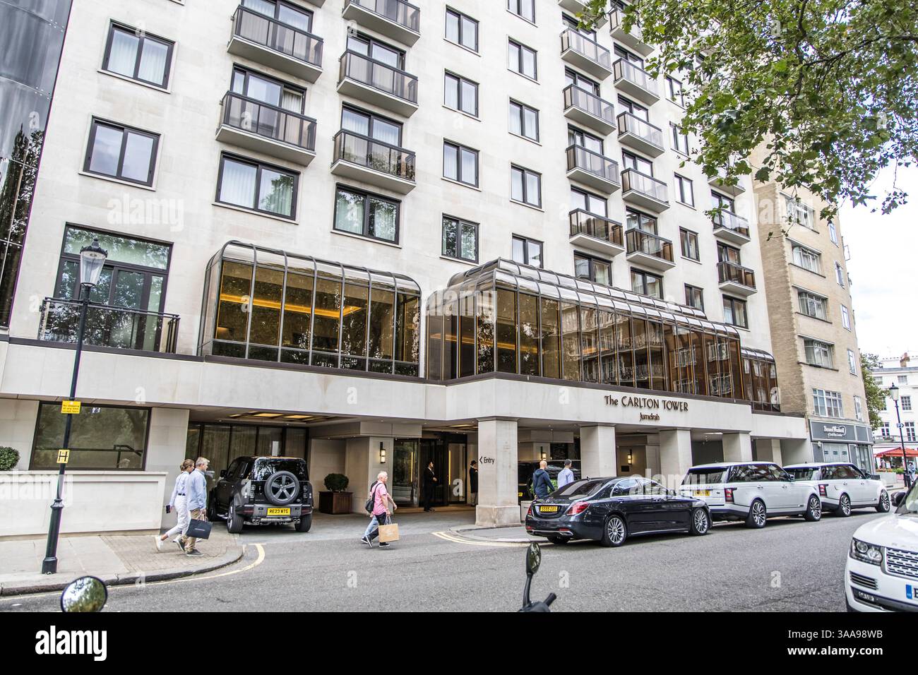 London, UK- August 6, 2023: A front exterior view of the Jumeirah ...