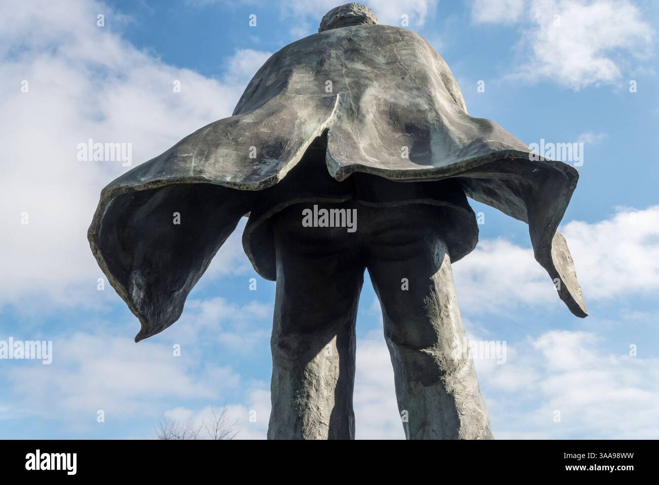 Rear view of bronze statue of J B Priestley by Ian Judd. 1986. Bradford ...