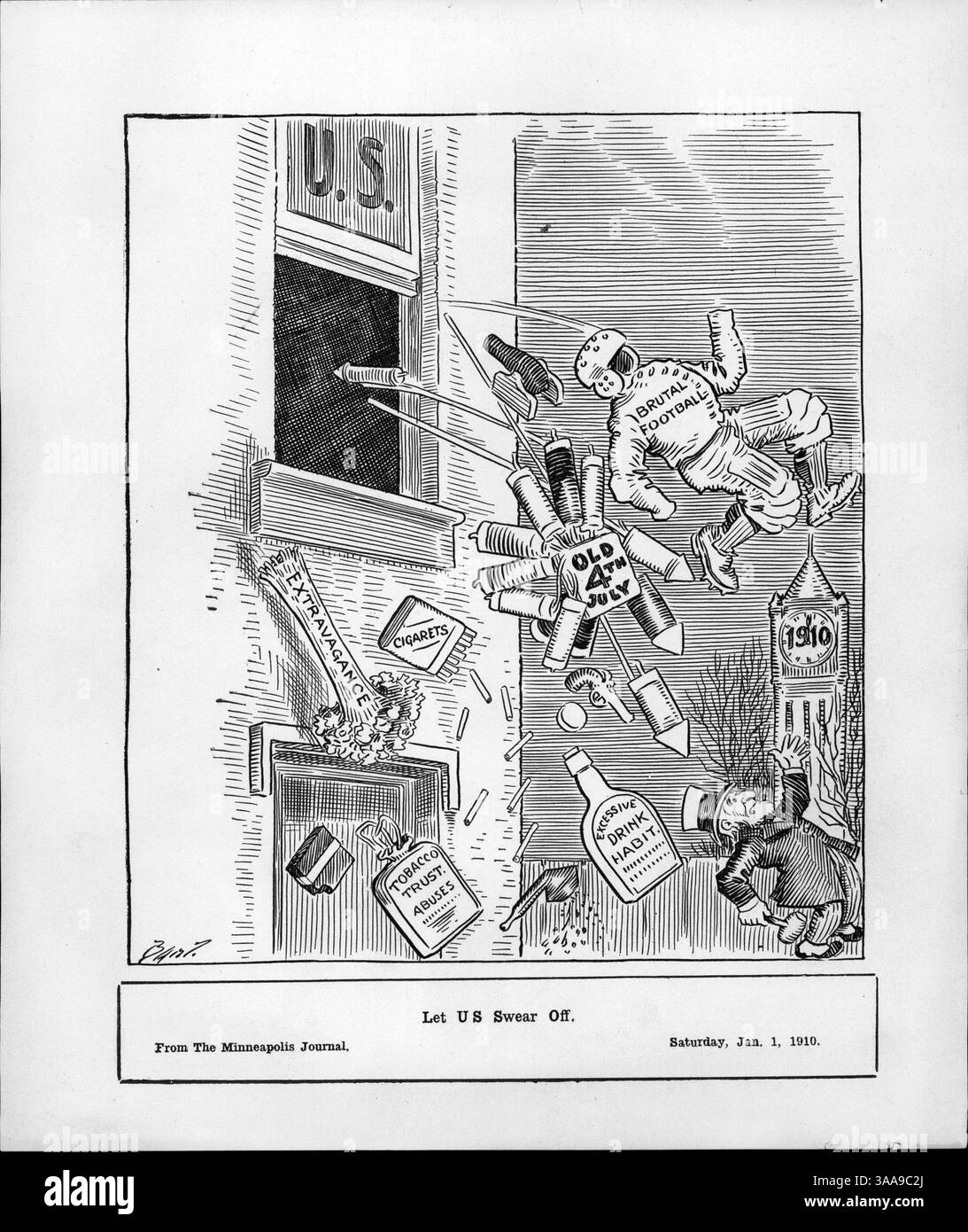 This political cartoon from 1910 shows various vices symbolically ...